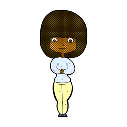 Comic cartoon shy woman Royalty Free Vector Image