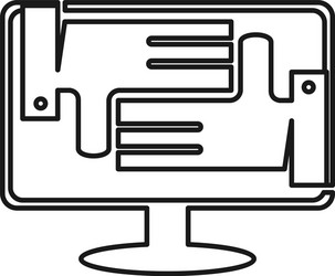 Monitor commitment teamwork together outline logo Vector Image