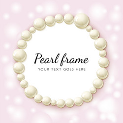 Pearl circle like frame with cherry flowers Vector Image