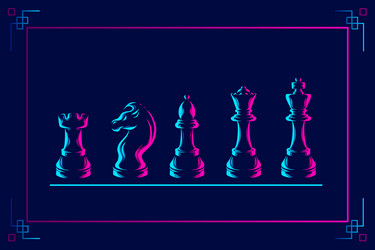Chess line pop art portrait logo colorful design Vector Image