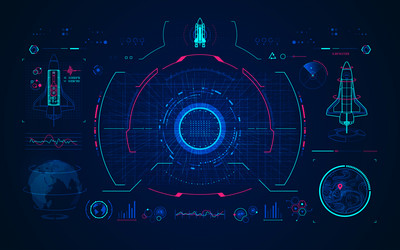 Wireframe globe with digital radar interface Vector Image
