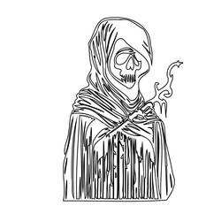 Grim reaper halloween outline sketch red Vector Image
