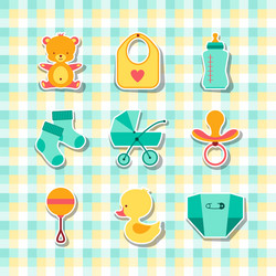 Newborn baby stuff icons set Royalty Free Vector Image