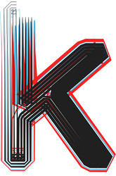 Colorful grunge font letter k Royalty Free Vector Image