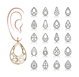 Earring shape template black shadow of earrings Vector Image
