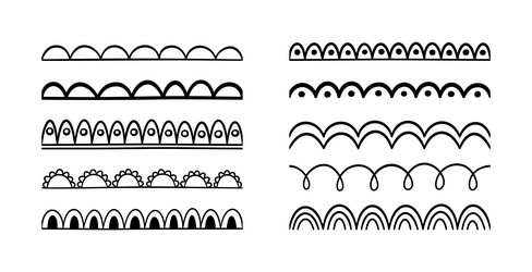 Doodle circle scalloped frame hand drawn Vector Image