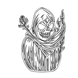 Grim reaper halloween outline sketch Royalty Free Vector