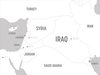 Middle east map high detailed political Royalty Free Vector