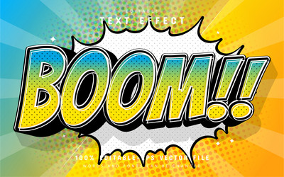 Boom comic style text effect Royalty Free Vector Image