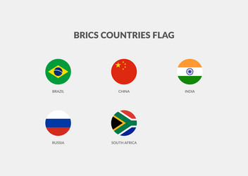 Brics countries flag icons collection Royalty Free Vector