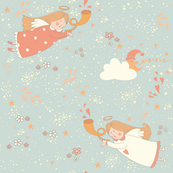 Angels seamless christmas pattern Royalty Free Vector Image