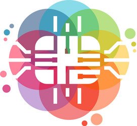 Colorful processor logo chip designs Royalty Free Vector