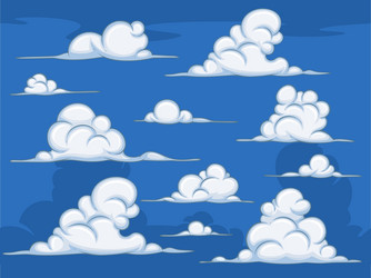 Cartoon sky clouds cloudscape in blue Royalty Free Vector