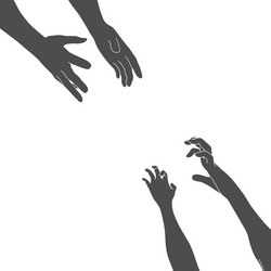 Human hands reaching out to one another almost Vector Image