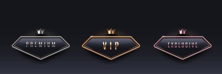 Vip glass label with golden crown Royalty Free Vector Image