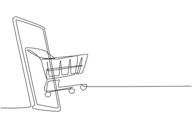Shopping cart symbol continuous line drawing Vector Image