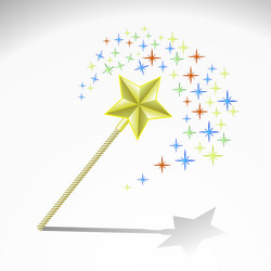 Magic wand flat icons set wizards hand and hat Vector Image