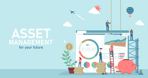 Asset management concept web banner Royalty Free Vector