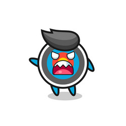Cute dart board cartoon in a very angry pose Vector Image