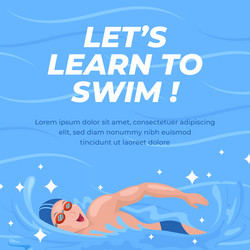 Hand drawn swimming lessons posts Royalty Free Vector Image