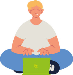 Guy using laptop Royalty Free Vector Image - VectorStock