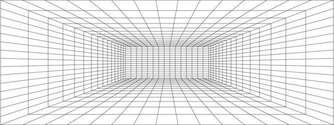 Rectangle room white wireframe in perspective Vector Image