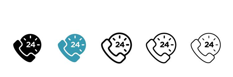 24 7 emergency call services icon set 24h Vector Image