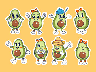 Cartoon girl avocado character in retro style Vector Image