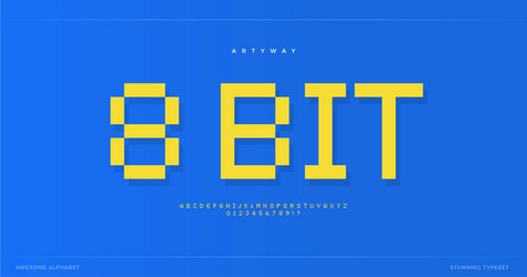 Pixel retro font 8-bit alphabet Royalty Free Vector Image