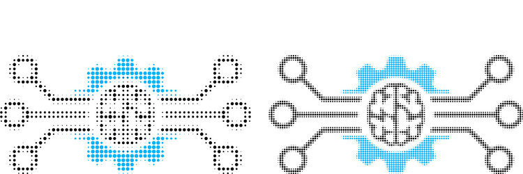 Pixel halftone brain icon Royalty Free Vector Image