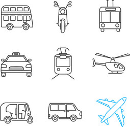 Public transport mind map with linear icons Vector Image