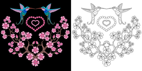 Embroidery hummingbird design Royalty Free Vector Image