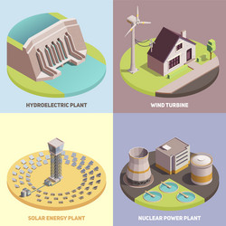 Green energy isometric icons Royalty Free Vector Image
