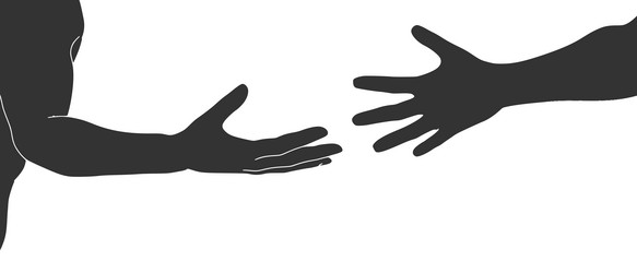 Human hands reaching out to one another almost Vector Image