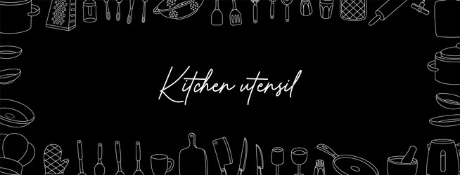 Kitchen utensils horizontal banner cooking tools Vector Image