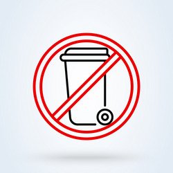 Trash can rubbish bin forbidden no modern icon Vector Image