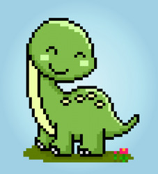 8 bit pixels dinosaur t rex Royalty Free Vector Image