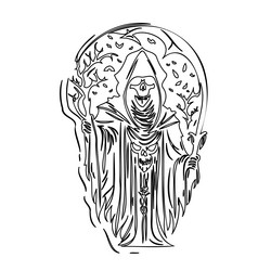 Grim reaper halloween outline sketch red Vector Image