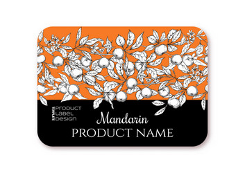 Mandarin ripe citrus template for product label Vector Image