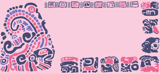Icon pack and pictures of the maya toltec Vector Image