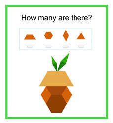 Math activity for kids how many geometric shapes Vector Image