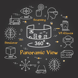 Virtual reality - line art concept Royalty Free Vector Image