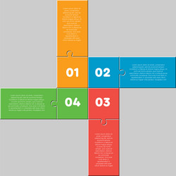 Four pieces puzzle line diagram info graphic Vector Image