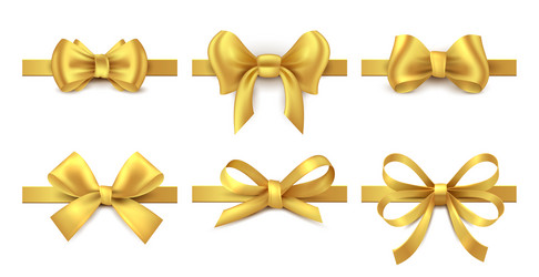 Golden bow with ribbon realistic gift box Vector Image