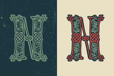 Vintage Letter N Vector Images (over 15,000)