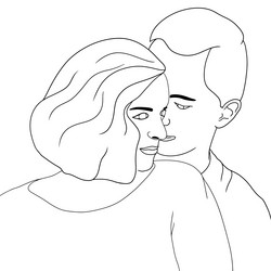 Coloring pages - a cute bonding between two girls Vector Image