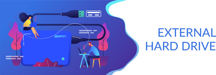 External hard drive concept landing page Vector Image