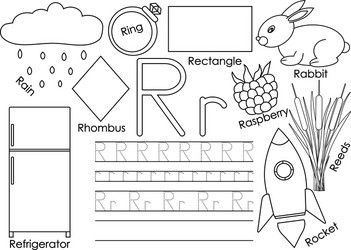 Letter l card with pictures and writing practice Vector Image