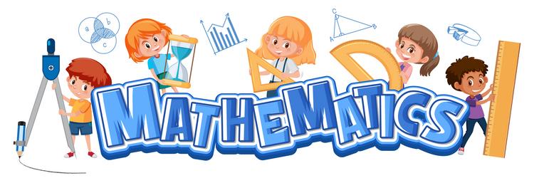 Math icon with kids and tools Royalty Free Vector Image