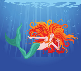 Cute mermaid princess with red hair and other Vector Image
